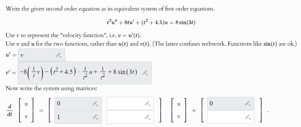 Solved Write the given second order equation as its | Chegg.com
