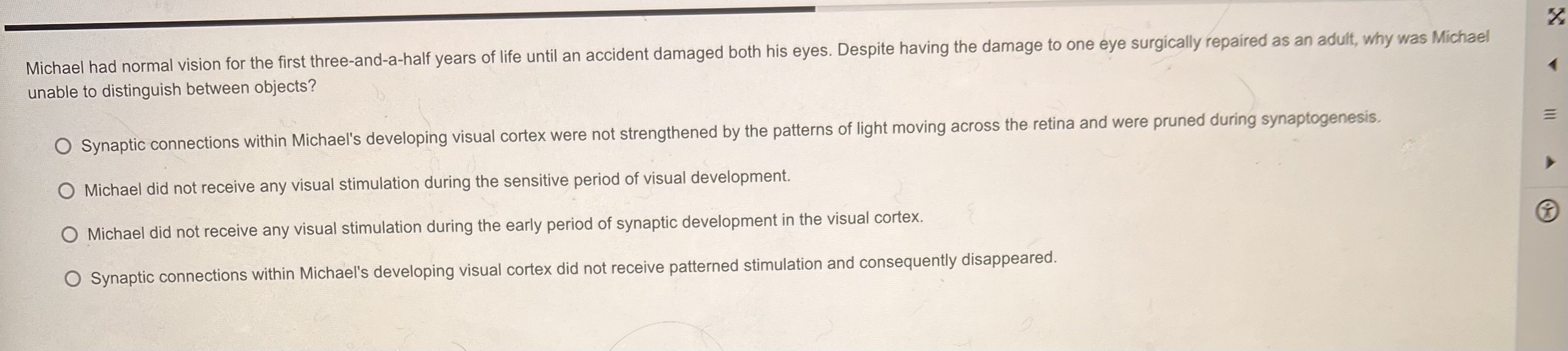 Solved Michael had normal vision for the first | Chegg.com
