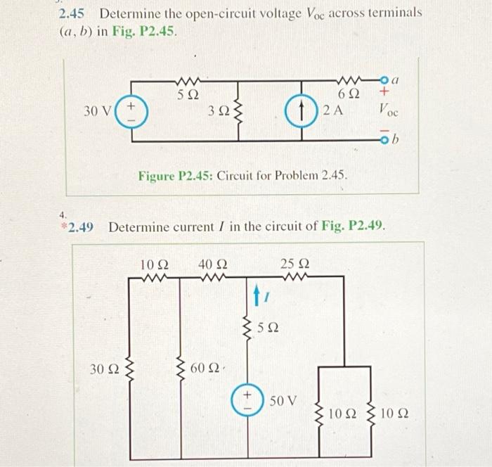 Solved 2.45 Determine the open-circuit voltage Voc across | Chegg.com