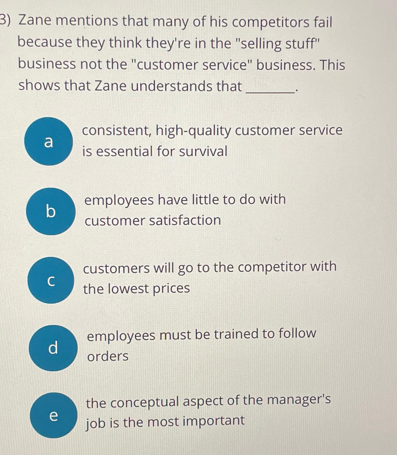 Solved Zane mentions that many of his competitors fail | Chegg.com