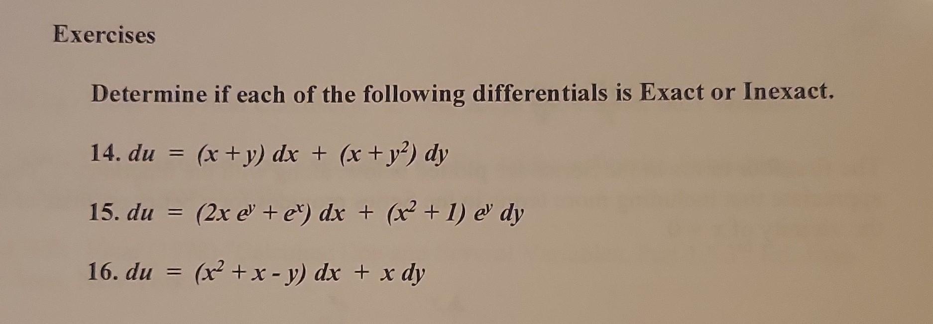 Solved Exercises Determine if each of the following | Chegg.com