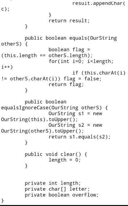 Solved Add Functionality Using Java Code To The Ourstring