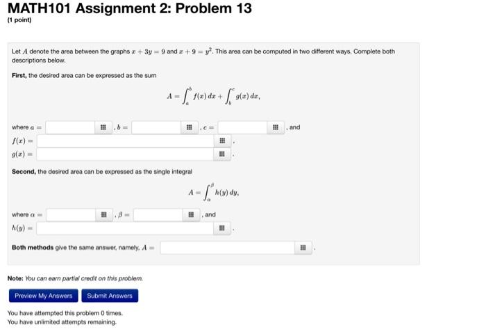 Solved MATH101 Assignment 2: Problem 13 (1 point) Let A | Chegg.com