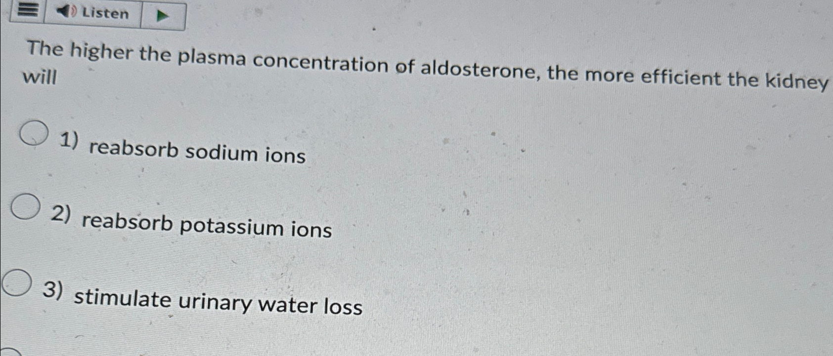 Solved ListenThe higher the plasma concentration of | Chegg.com