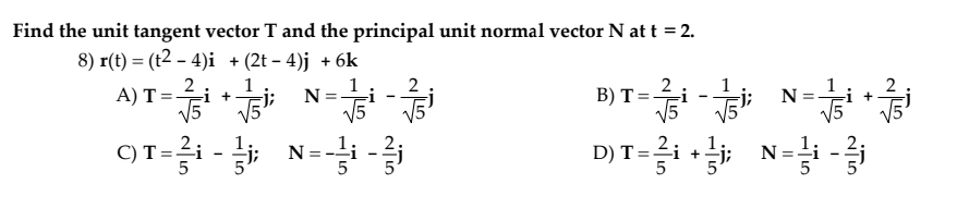 Solved Find the unit tangent vector T and the principal unit | Chegg.com