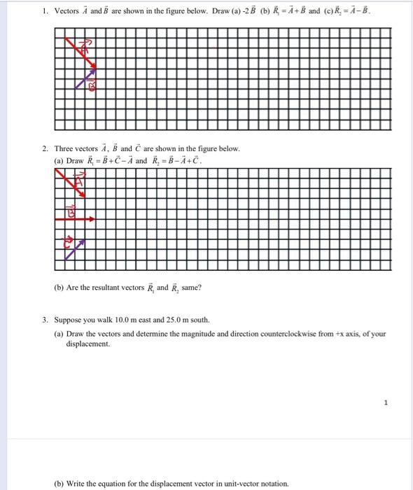 Solved 1. Vectors A and B are shown in the figure below. | Chegg.com