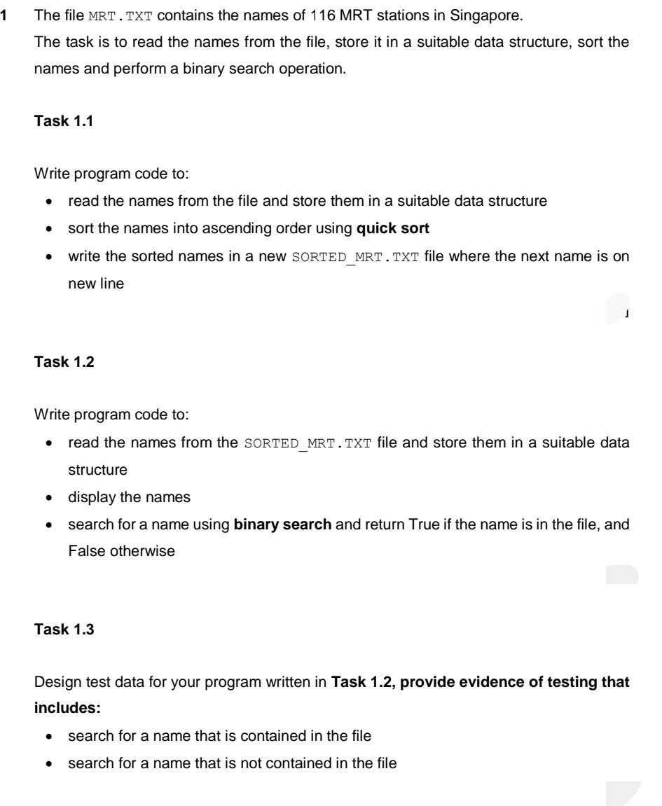 Solved The file MRT . TXT contains the names of 116 MRT | Chegg.com