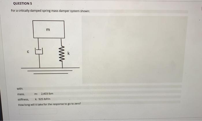Solved QUESTIONS For a critically damped spring mass damper | Chegg.com