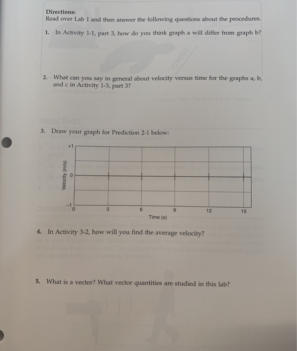Directions: Read over Lab 1 and then answer the | Chegg.com