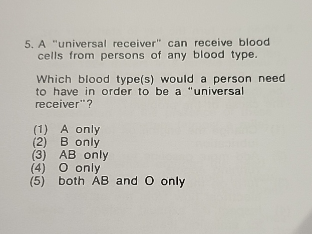 Solved A "universal receiver" can receive blood cells from | Chegg.com