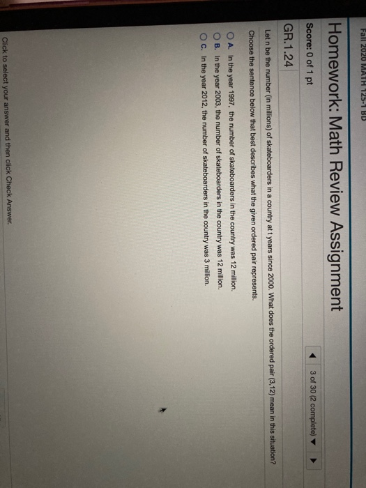 Solved Fall 2020 MATH 125-1 BD Homework: Math Review | Chegg.com