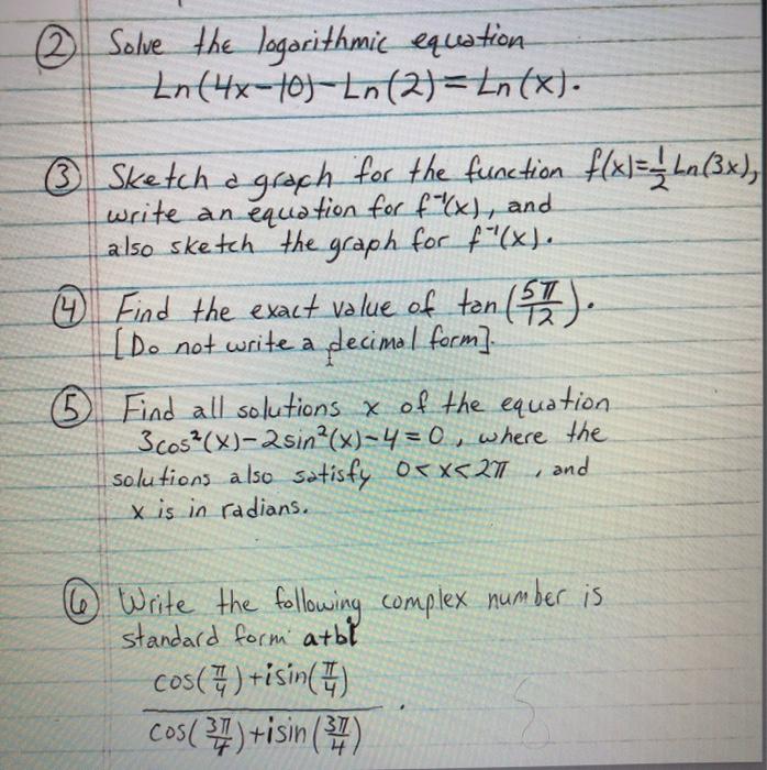 Solved Solve the logarithmic equation Ln(4x-tos-Ln(2)=Ln(x). | Chegg.com