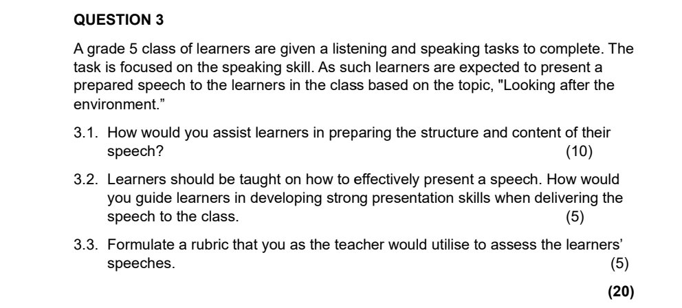 Solved QUESTION 3A grade 5 ﻿class of learners are given a | Chegg.com