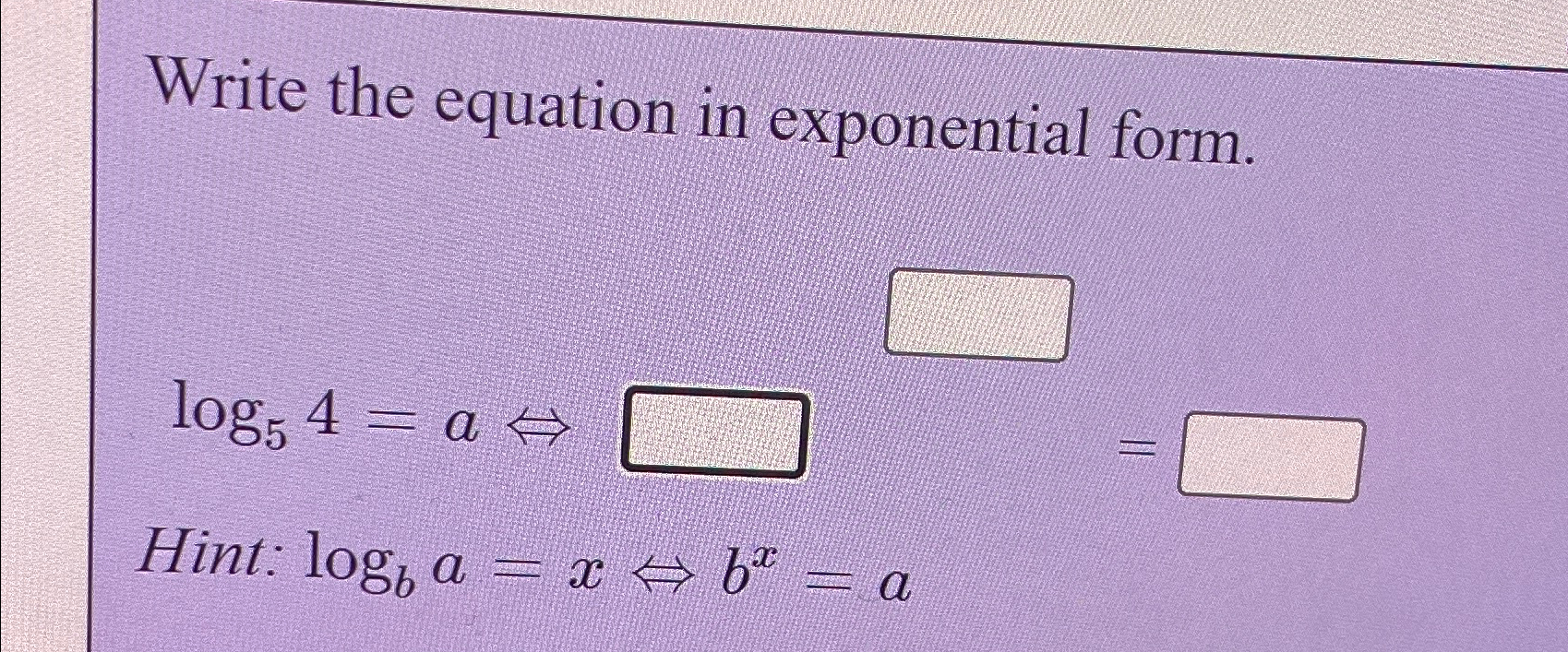 Solved Write the equation in exponential | Chegg.com