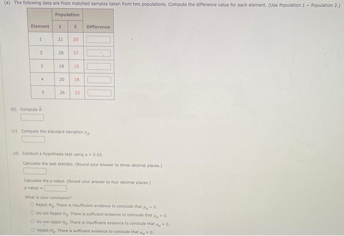 Solved (c) Compute the standard deviation sd (d) Conduct a | Chegg.com