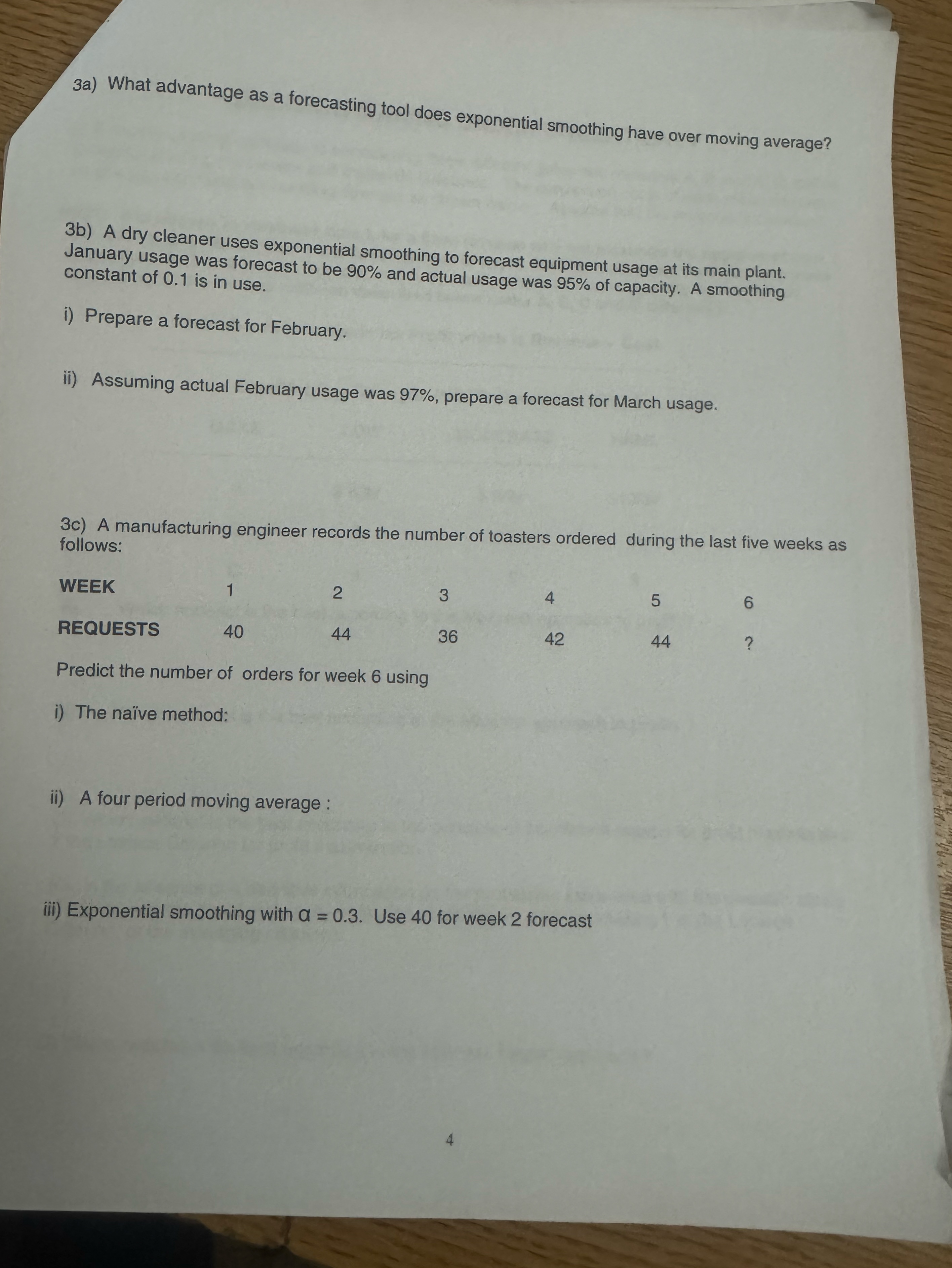 3a) ﻿What advantage as a forecasting tool does | Chegg.com