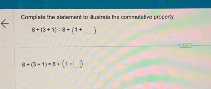 Solved Complete the statement to illustrate the commutative | Chegg.com