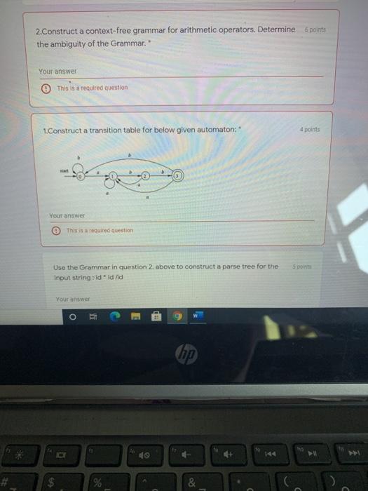 Solved 2. Construct a context-free grammar for arithmetic | Chegg.com