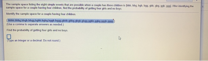Solved 1 The sample space listing the eight simple events | Chegg.com