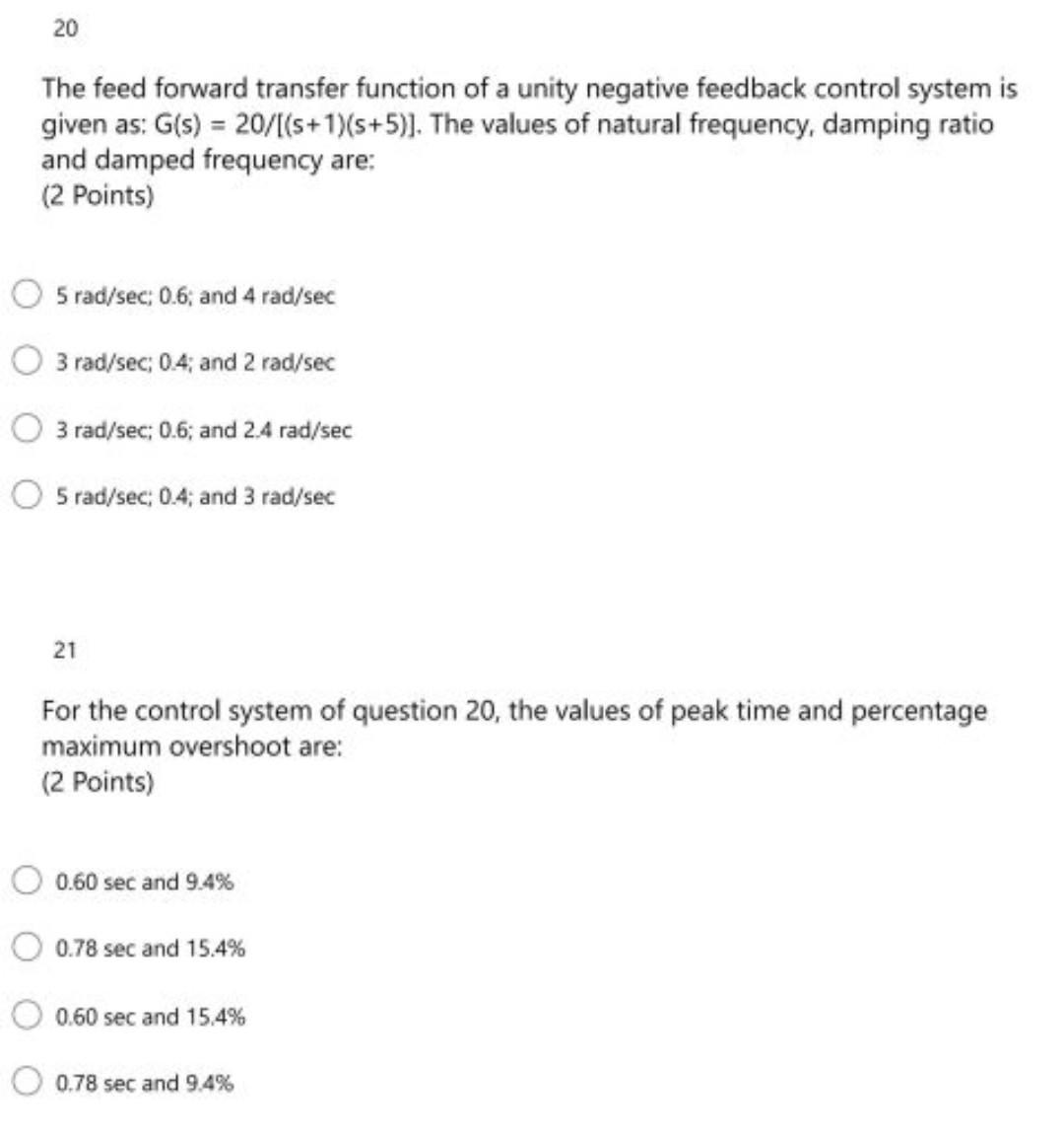 The feed forward transfer function of a unity | Chegg.com