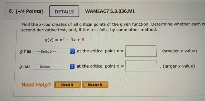 Solved find the x-coordinates of all critical points of the | Chegg.com