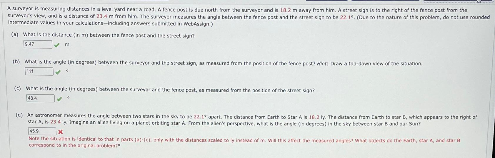 Solved A surveyor is measuring distances in a level yard | Chegg.com