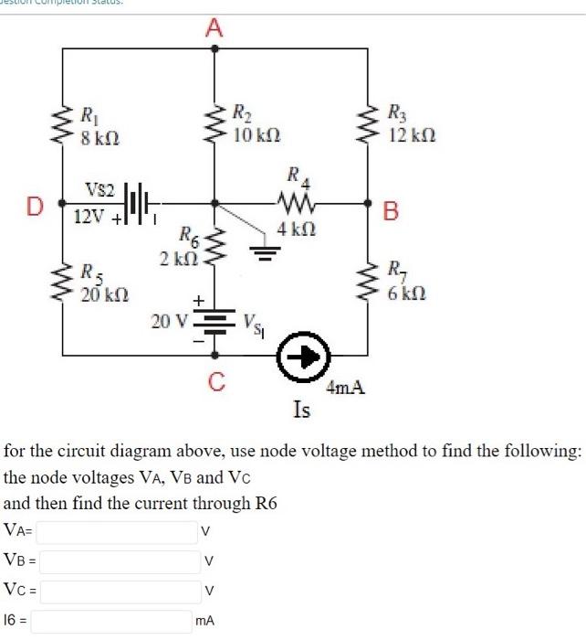 Solved for the circuit diagram above, use node voltage | Chegg.com