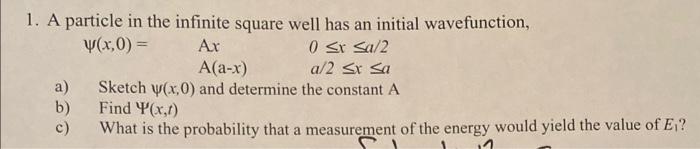 Solved A Particle In The Infinite Square Well Has An Initial