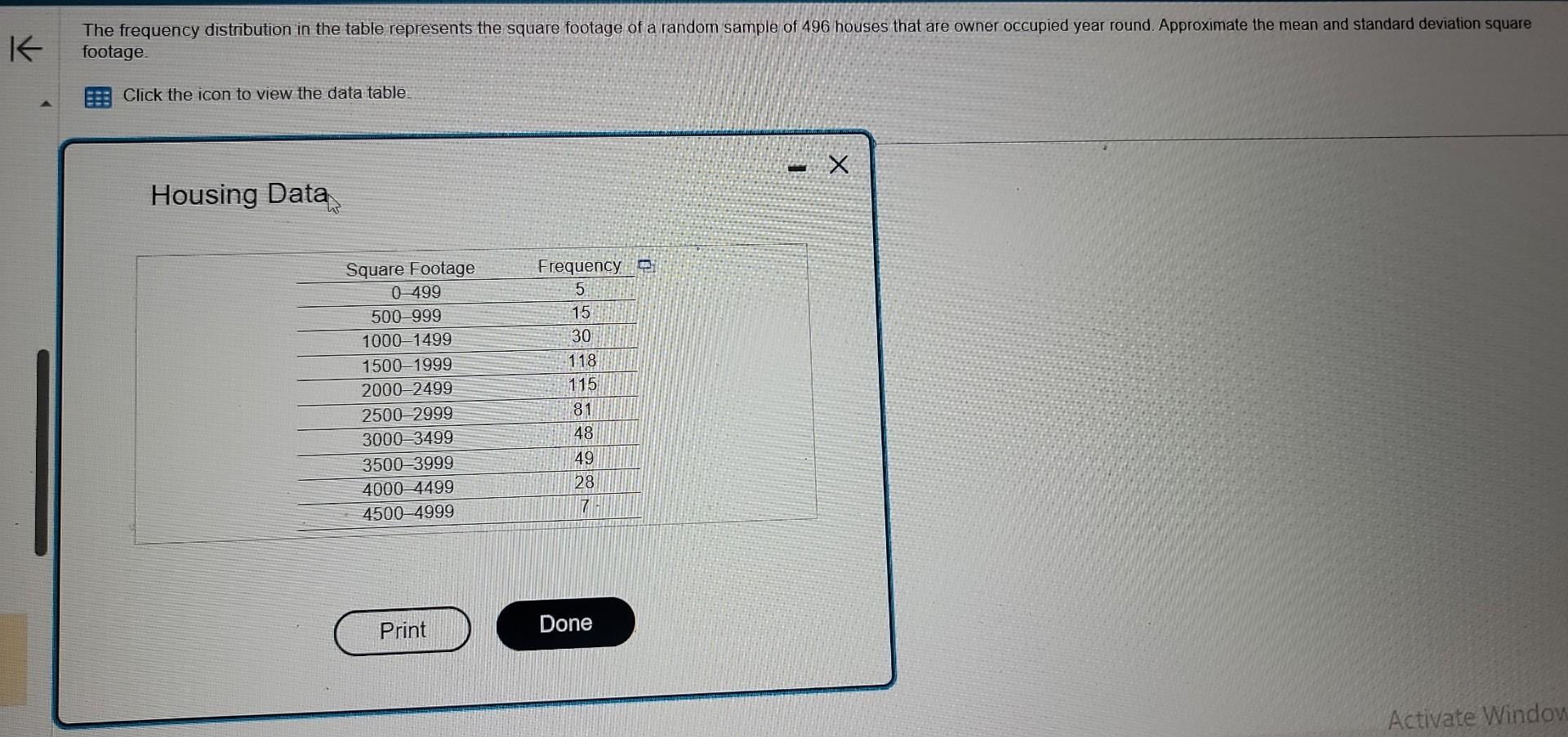 Solved footage. E:- Click the icon to view the data table | Chegg.com
