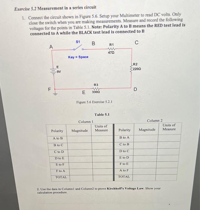 Solved Exercise 5.2 Measurement in a series circuit 1. | Chegg.com