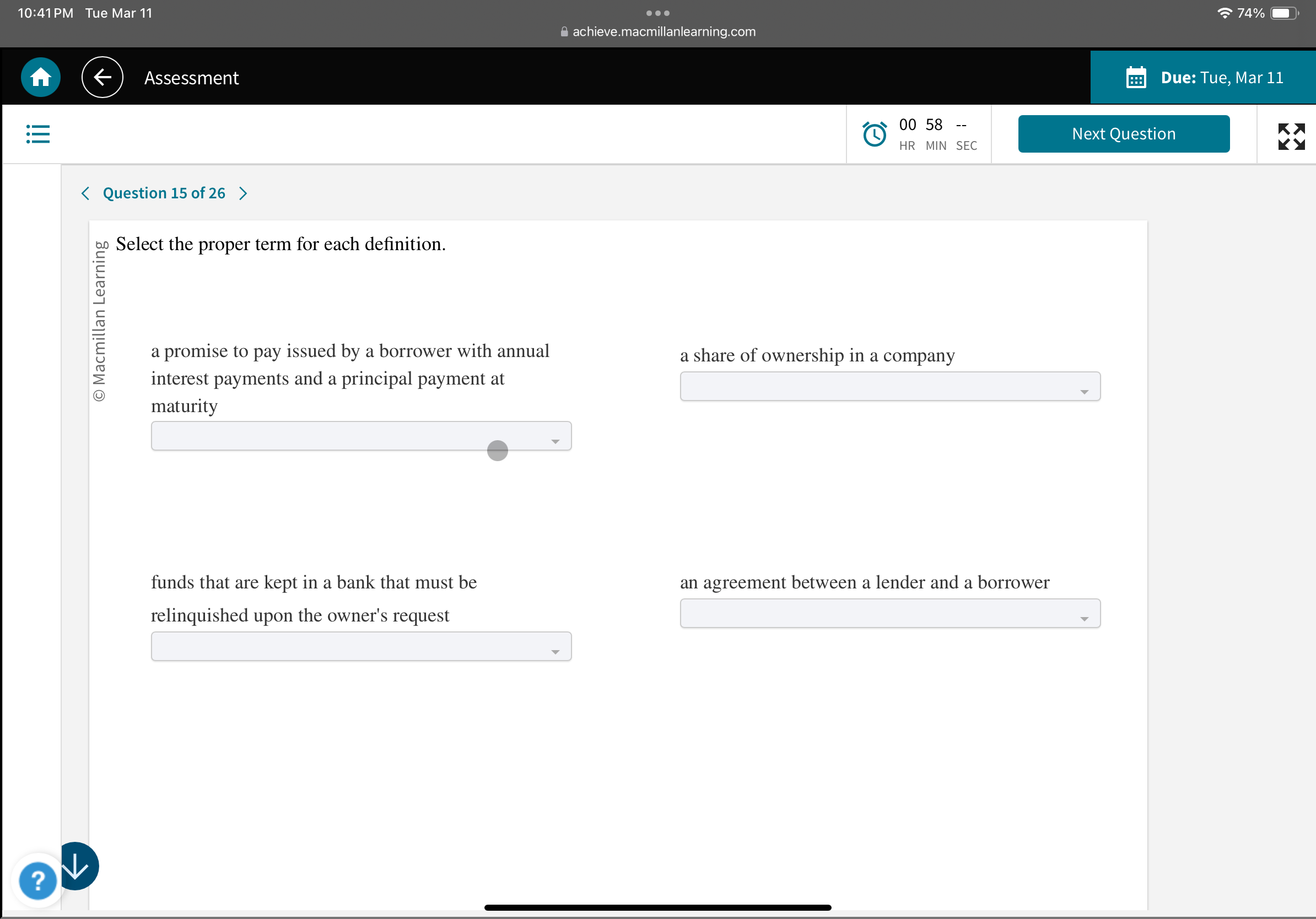 Solved Question 15 ﻿of 26\( \stackrel{0}{\infty} \) ﻿Select | Chegg.com