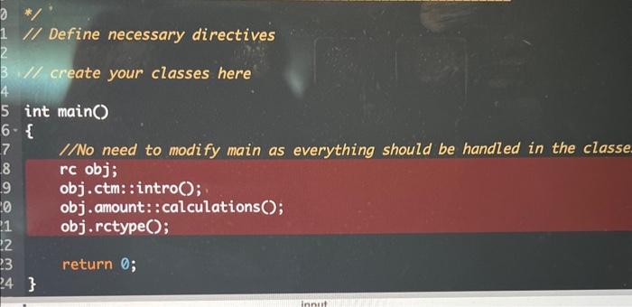 Solved Create three classes ctm, amount, and rc. The amount | Chegg.com