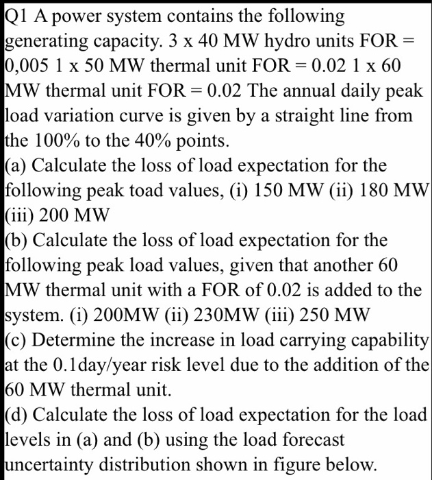 Q1 A power system contains the following generating | Chegg.com