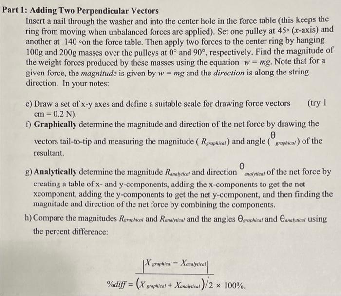 Solved a Part 1: Adding Two Perpendicular Vectors Insert a | Chegg.com