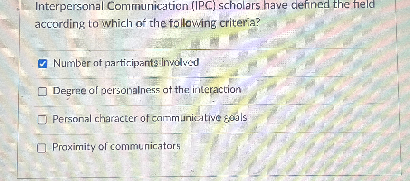 Solved Interpersonal Communication (IPC) ﻿scholars have | Chegg.com