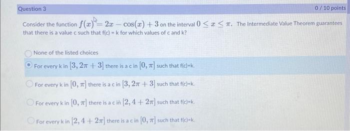 Solved Consider the function f(x)−2x=2cos(x)+3 on the | Chegg.com