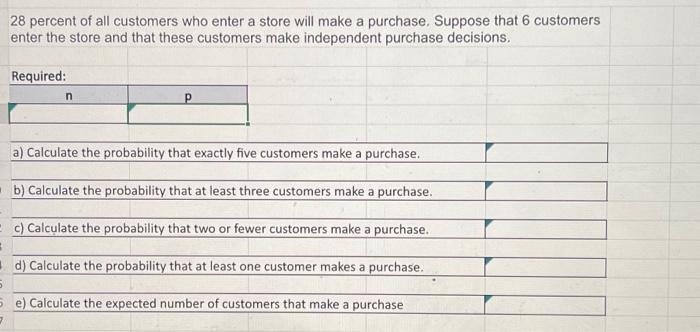 Solved 28 percent of all customers who enter a store will | Chegg.com
