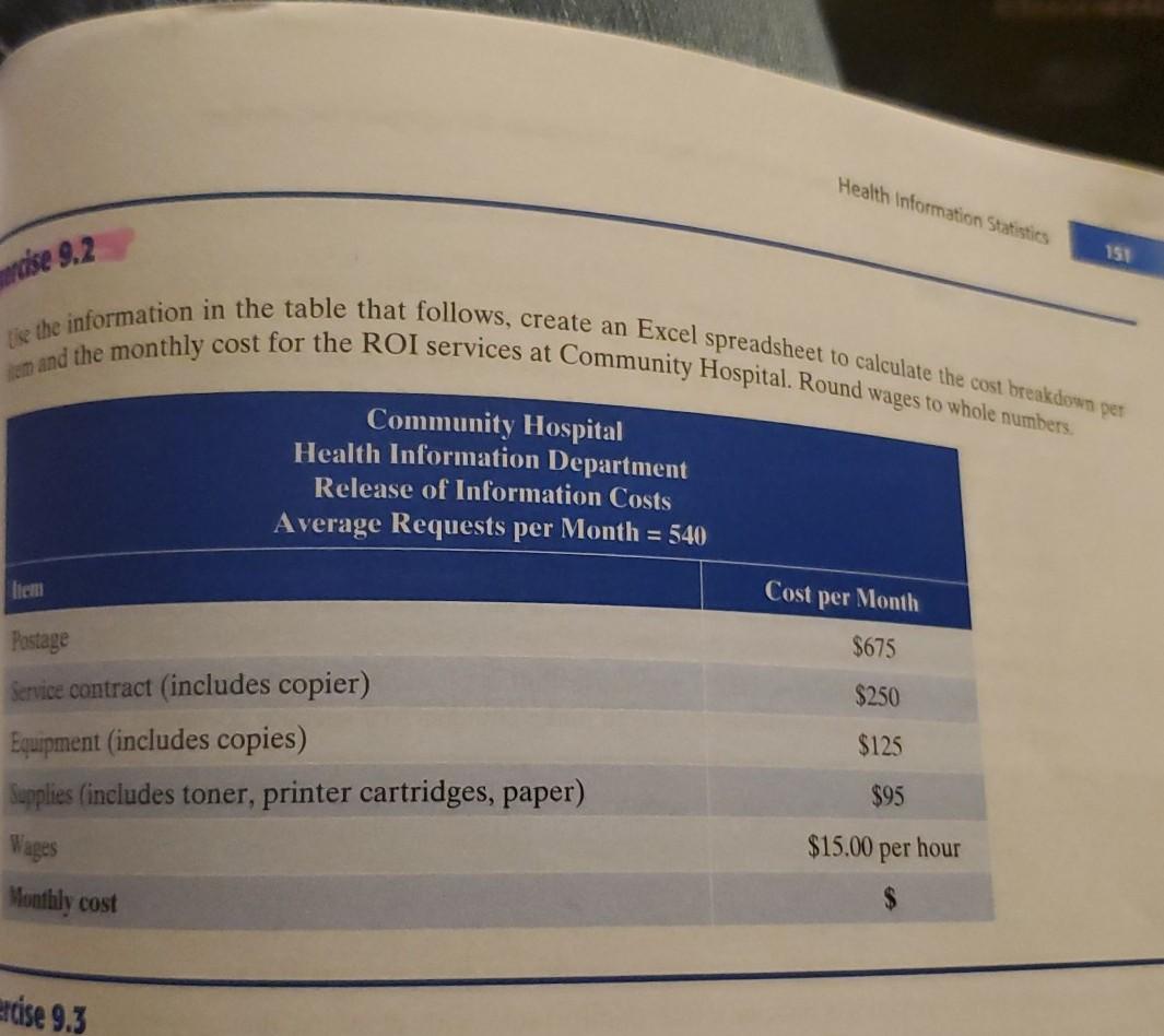 Solved Health Information Statistics 151 mase 9.2 te the | Chegg.com