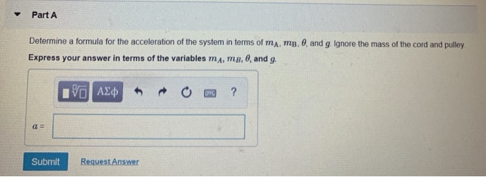 Solved A block (massMA) lying on a fixed frictionless | Chegg.com