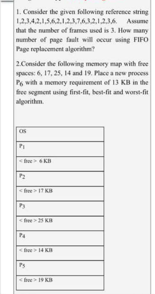 Solved 1. Consider the given following reference string | Chegg.com