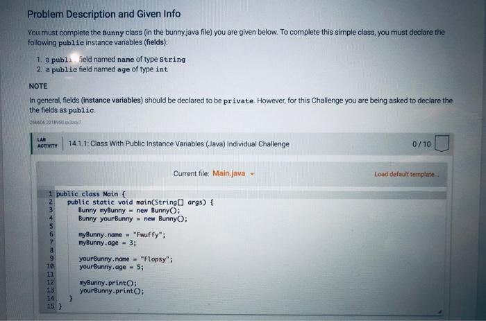 Solved Problem Description and Given Info You must complete | Chegg.com