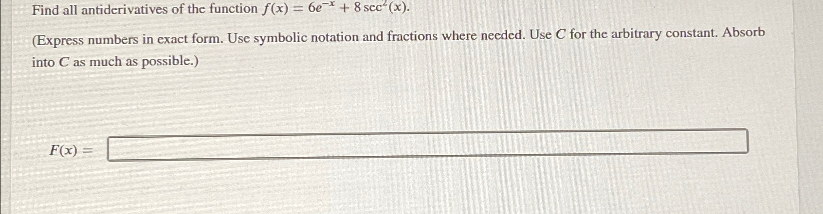 Solved Find all antiderivatives of the function | Chegg.com