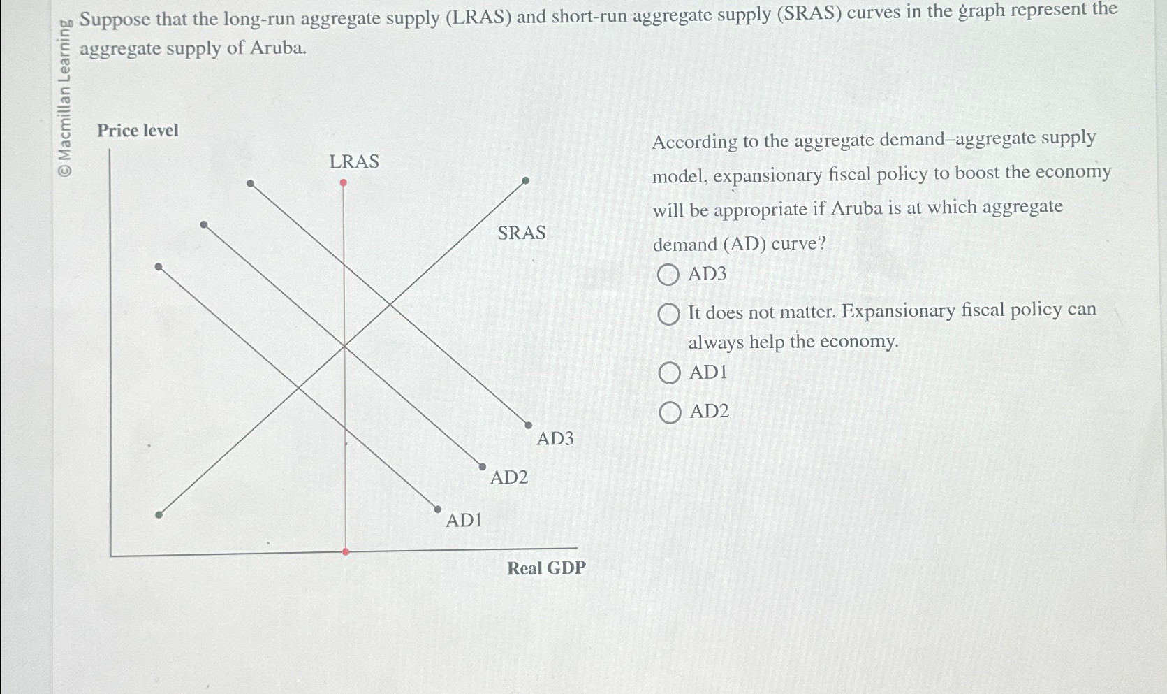 Solved an Suppose that the long-run aggregate supply (LRAS) | Chegg.com