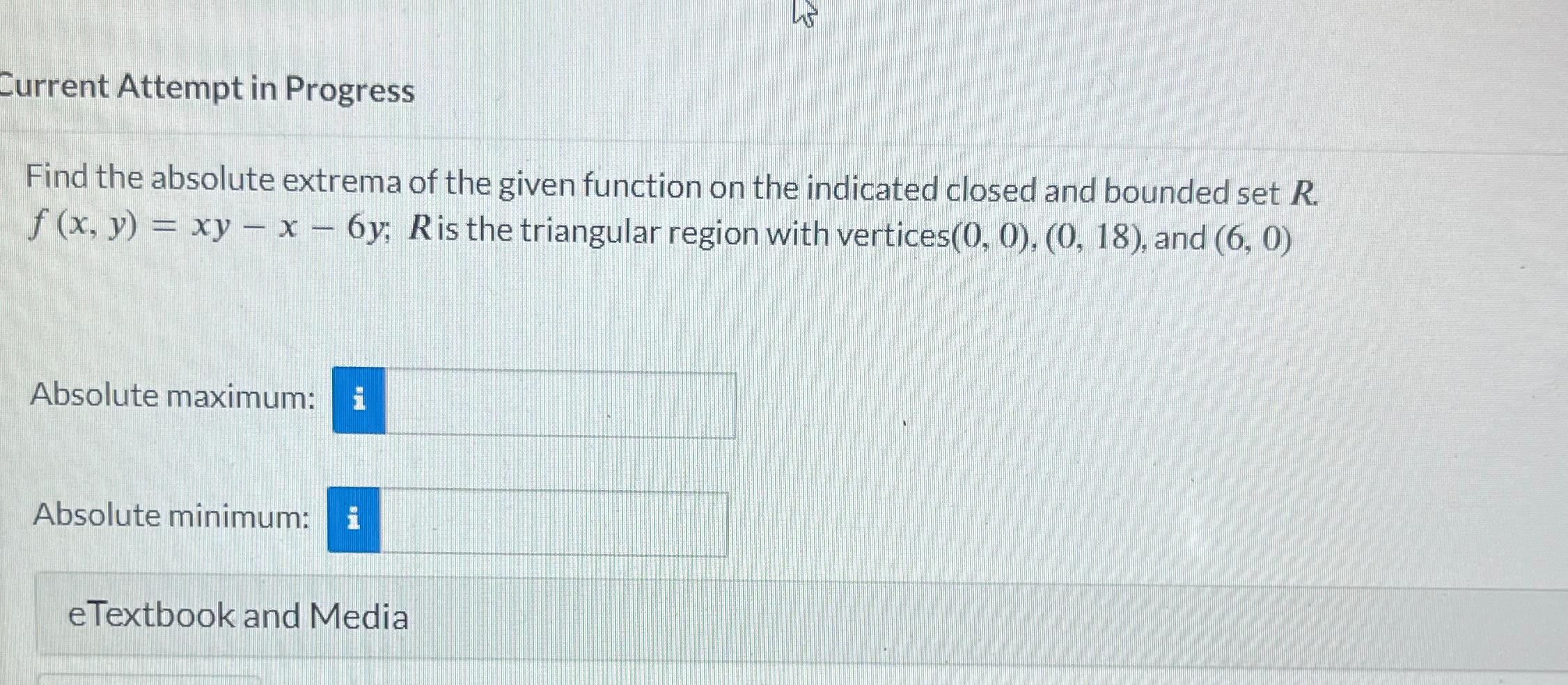 Solved Find the absolute extrema of the given function on | Chegg.com