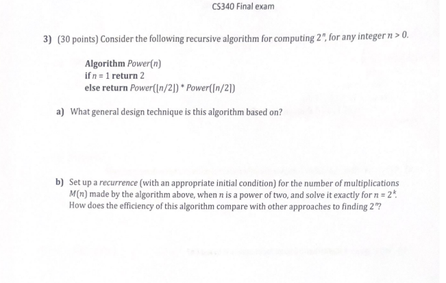 Solved CS340 ﻿Final exam(30 ﻿points) ﻿Consider the following | Chegg.com