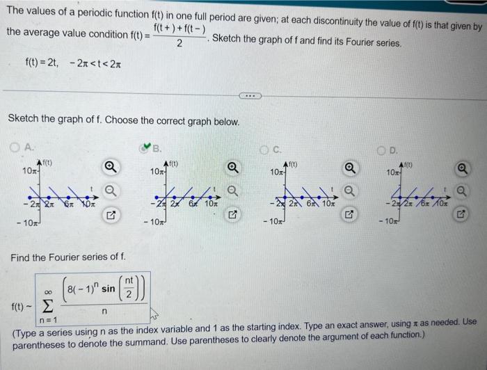 Solved The values of a periodic function f(t) in one full | Chegg.com