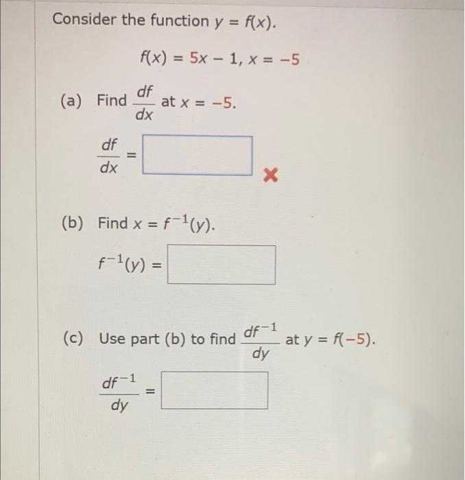 Solved Consider the function y = f(x). (a) Find df dx (b) | Chegg.com