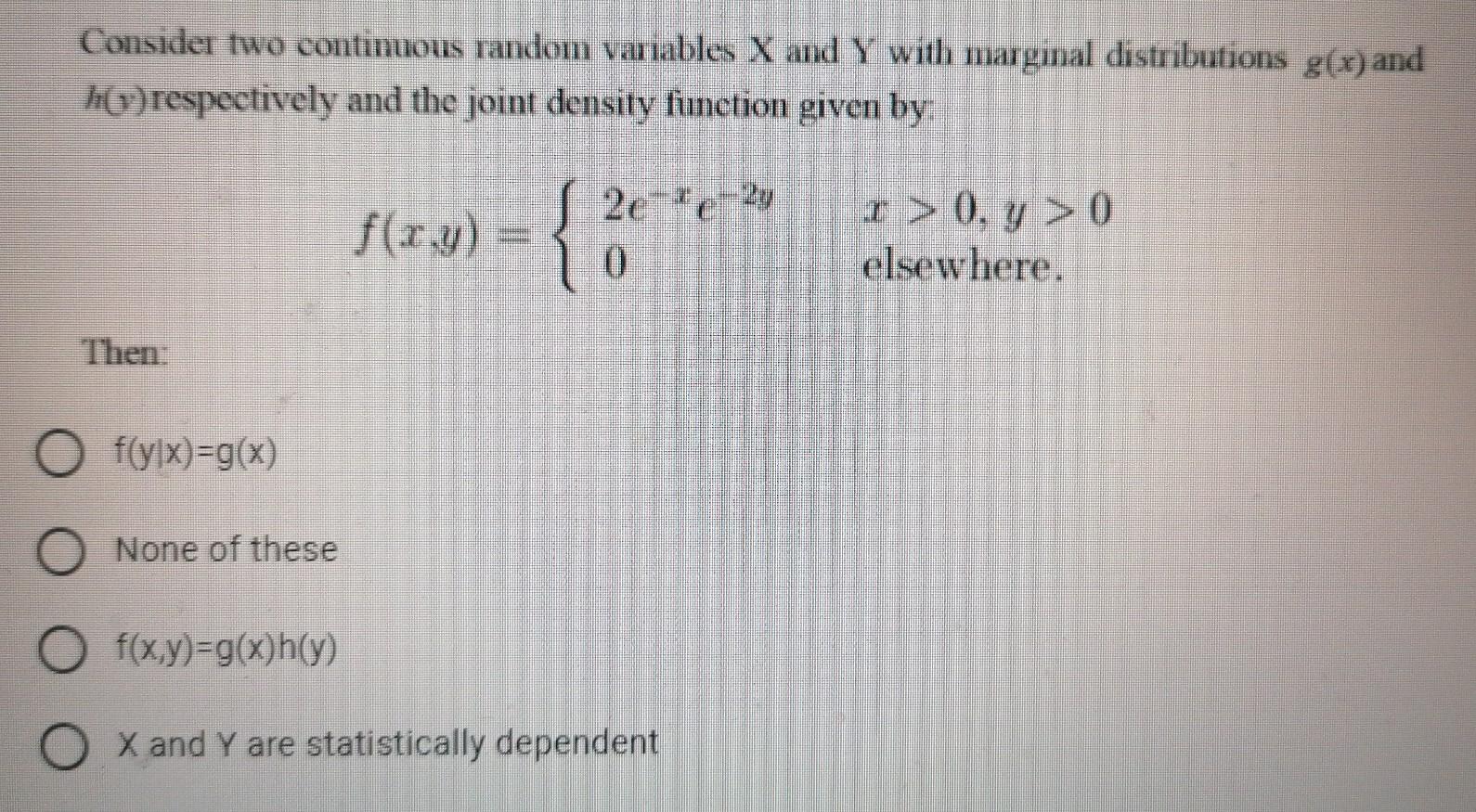 Solved Consider two continuous random variables X and Y with | Chegg.com