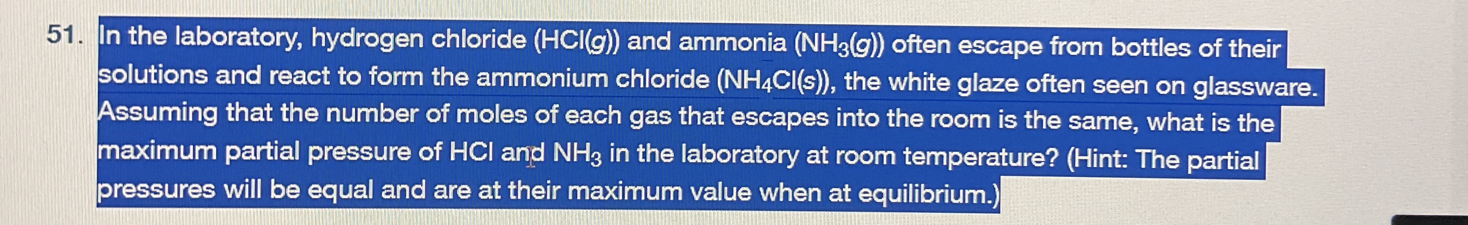 Solved In the laboratory, hydrogen chloride (HCl(g)) ﻿and | Chegg.com