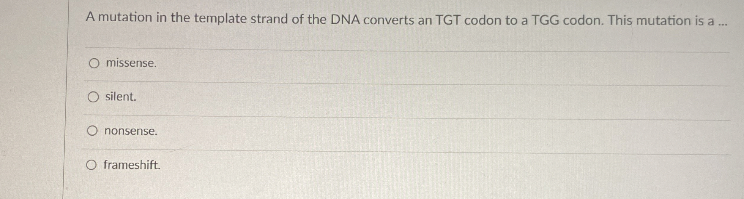 Solved A mutation in the template strand of the DNA converts | Chegg.com